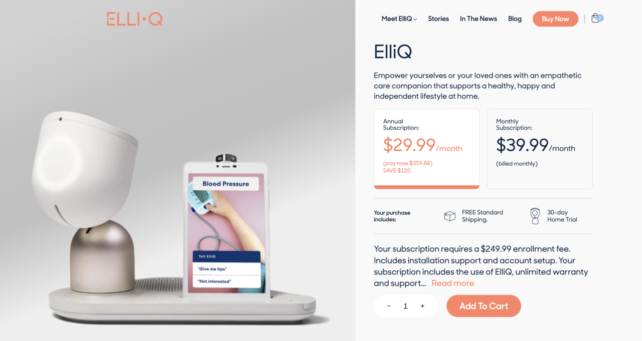 Announcement: Commercial availability of ElliQ